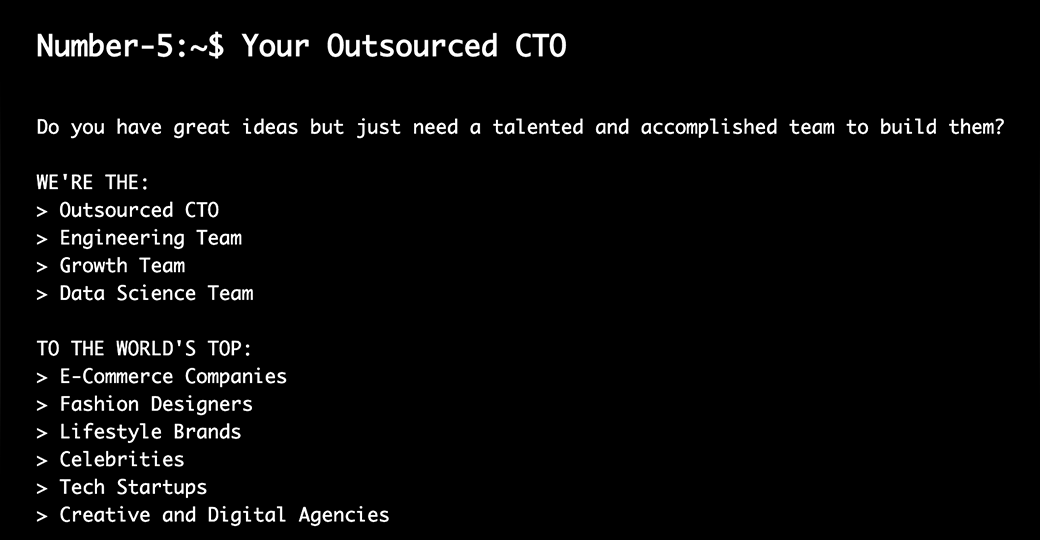 Outsourced CTO | Number 5 | Outsourced CTO